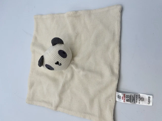 GEORGE ASDA BEIGE Cream Teddy Panda Baby Comforter Blankie Soother Soft ...