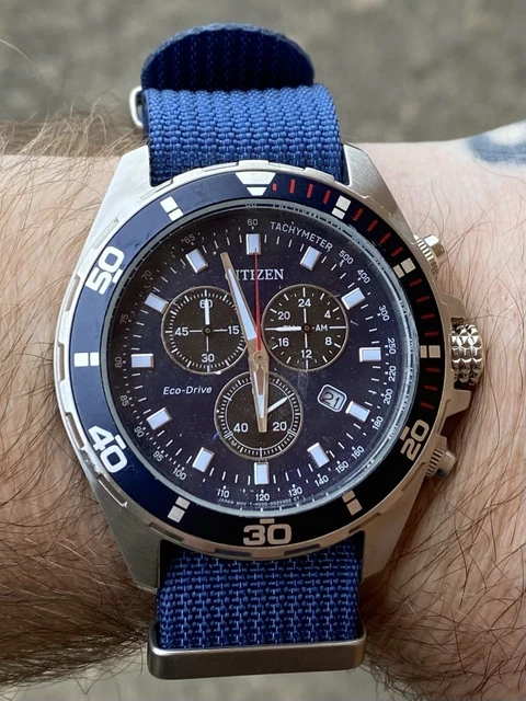 CITIZEN H500 ECO-DRIVE Sports Diver Style Chronograph Watch - Blue Dial ...