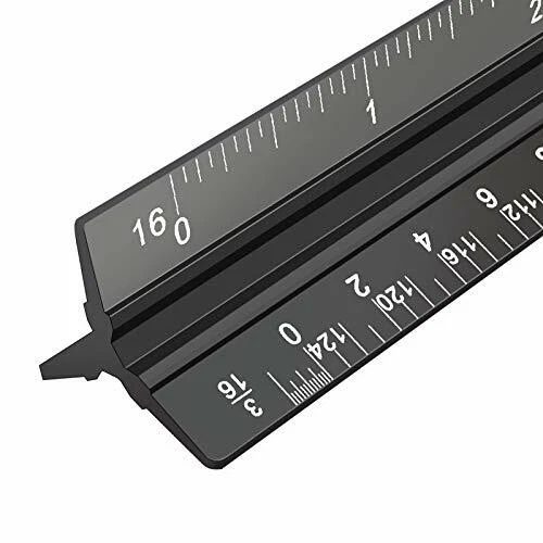 ARCHITECTURAL METAL SCALE Ruler 12", Laser-Etched Aluminum Drafting ...