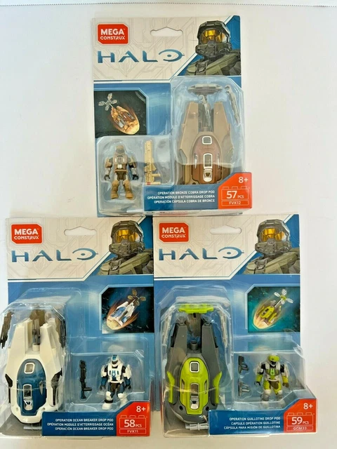 LOT OF 3 Mega Construx Halo Operation Guillotine, Bronze Cobra & Ocean ...