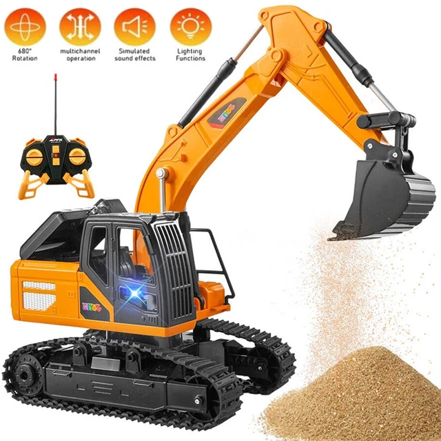 REMOTE CONTROLLED EXCAVATOR All-Terrain RC Digger Truck Toy With LED ...