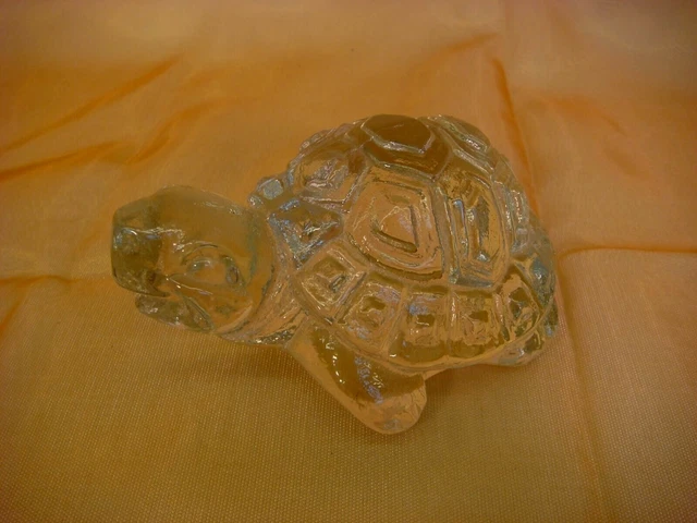 GOEBEL PAPERWEIGHT FIGURINE Turtle Tortoise Terrapin Clear Glass ...
