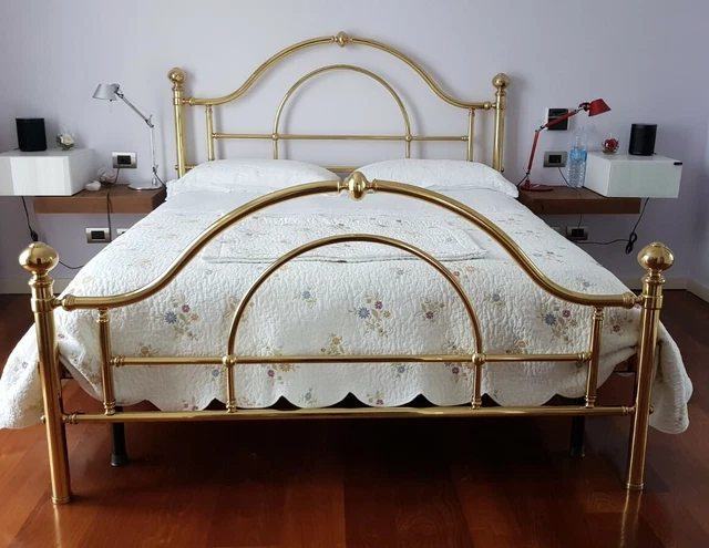 LETTO MATRIMONIALE IN ottone marca Lipparini con Rete a Doghe 190x165cm ...
