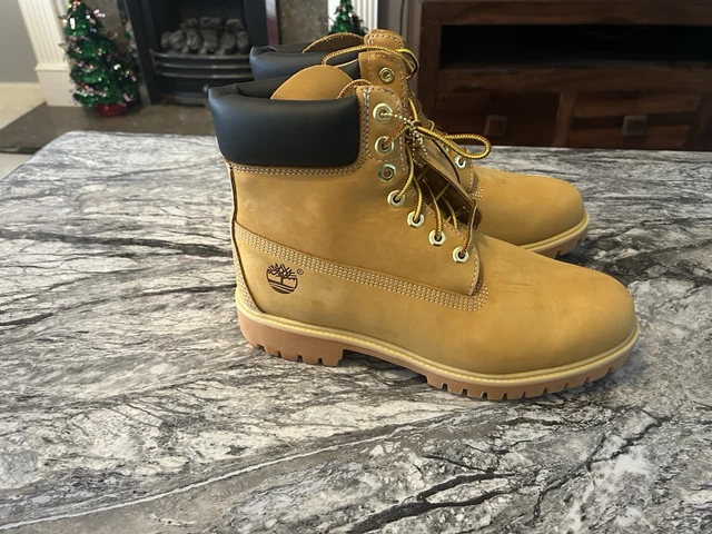 TIMBERLANDS PREMIUM 6 Inch Boots Size 10 Wheat Mens Premium 7 Hole ...