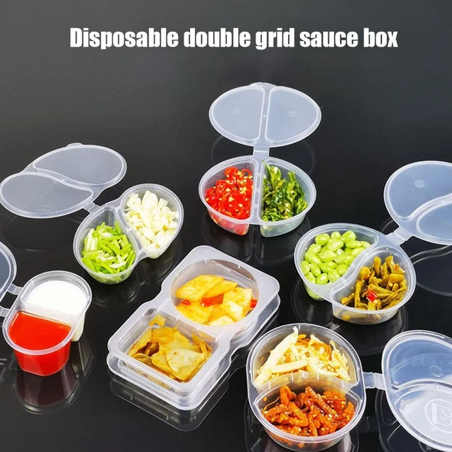 DOUBLE COMPARTMENT CONDIMENT Container Condiment Containers with Lids ...