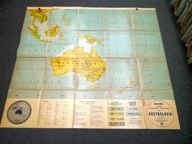 CRAMS SIMPLIFIED PHYSICAL-POLITICAL Map of Australasia/Australia ...