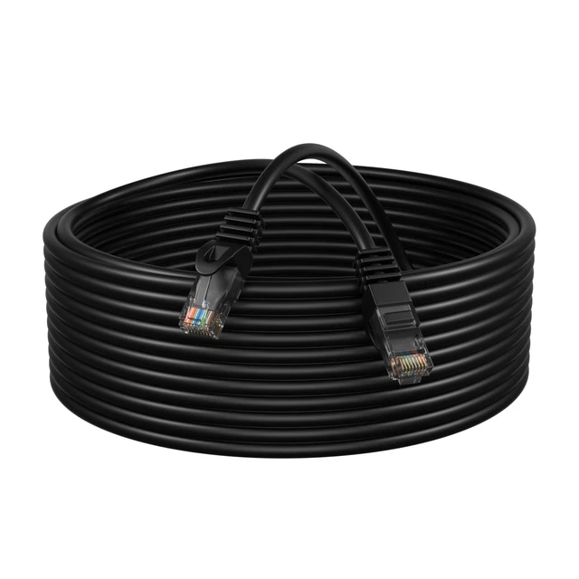 BLACK CAT6E/CAT6 ETHERNET LAN Network RJ45 Patch Cable 25FT-200FT ...