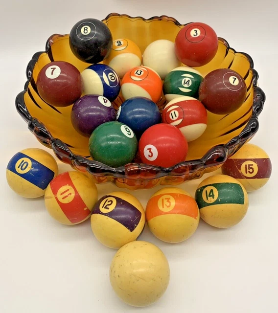 VINTAGE BILLIARD POOL Balls 21 total Not Complete Set Mancave Decor $45 ...