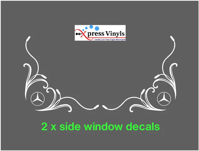 MERCEDES BENZ TRUCK cab side window vinyl decals x 2 Atego Actros Arocs ...