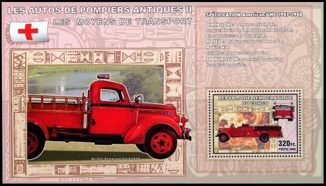 CONGO 2006 MNH MS, Antique Fire Brigade, Red Cross, GMC, Special ...