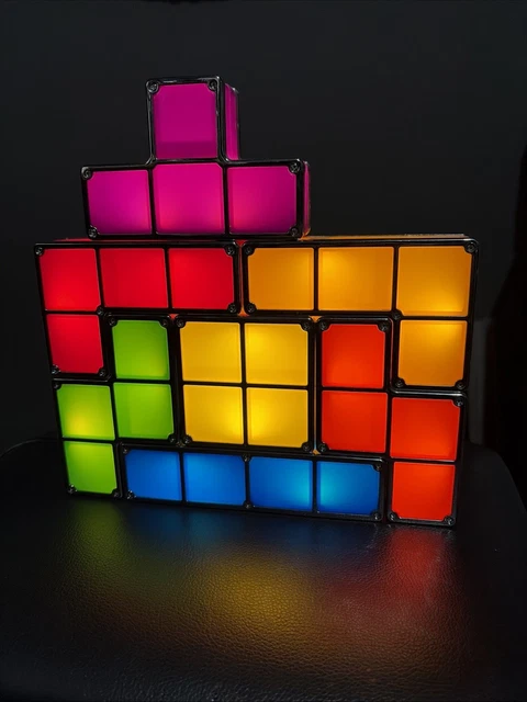 LED TETRIS-STYLE NIGHT Light 7 Colors, Stackable, Desk Lamp £12.00 - PicClick UK