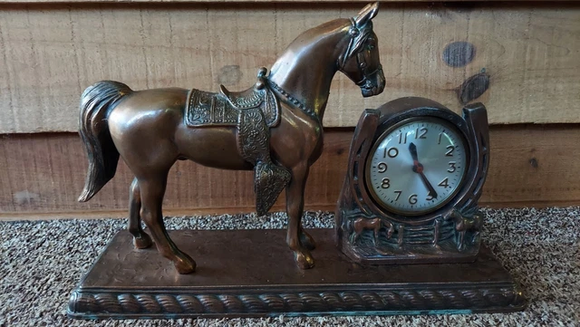 VINTAGE SESSIONS METAL Horse Electric Clock Cowboy Western Style ...