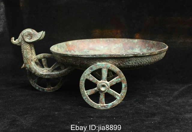 12& OLD CHINA Chinese Ancient Xi Han Bronze Ware Dynasty Phoenix Fruits ...