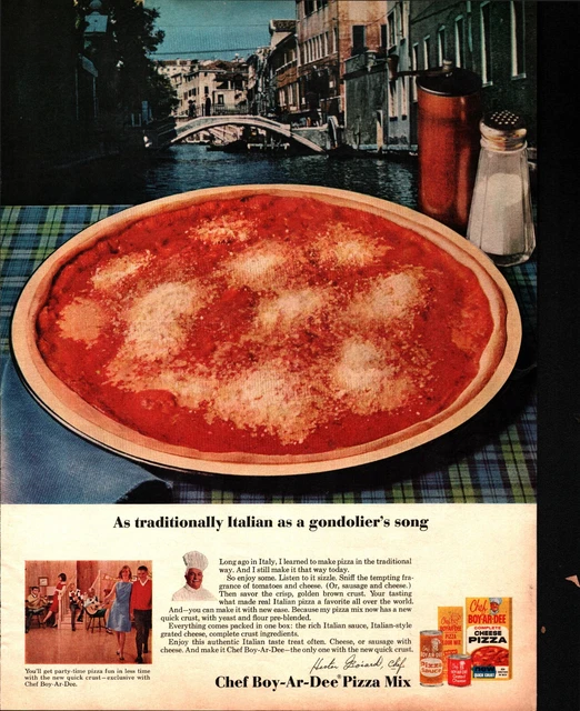 1964 CHEF BOY-AR-DEE Pizza Mix Cheese Sausage Italy Foods Vtg Magazine ...
