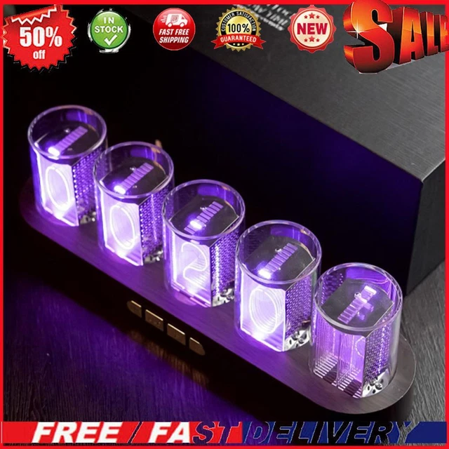LED GLOW TUBE Clock RGB Electronic Desktop Clock for Home Bedside ...