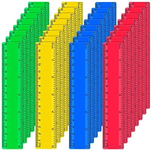 32 PACKS 6 Inch Rulers Small Ruler Assorted Colors Yellow, Green, Blue ...