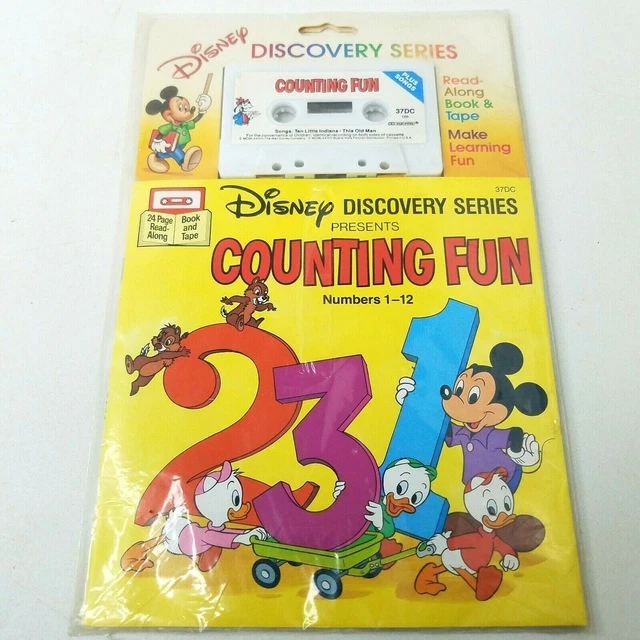 VINTAGE WALT DISNEY'S Read-Along Book & Cassette Counting Fun NEW 1985 ...