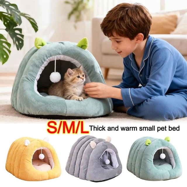 WARM SOFT CAT Cave Bed Portable Dog Bed Comfortable Pet House Kennel ...