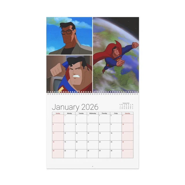 SUPERMAN THE ANIMATED Series 2026 Wall Calendar - Home Decor, Monthly ...