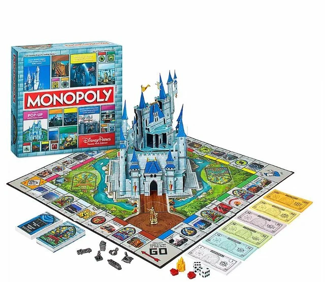 DISNEY PARKS THEME Park Edition Monopoly Board Game Pop Up Castle NEW £ ...