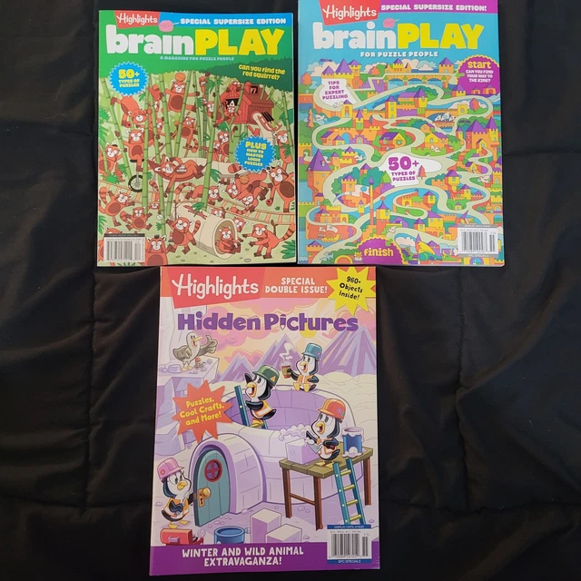 BRAINPLAY: HIGHLIGHTS MAGAZINE 2025 ~ Hidden Pictures Double Issue Lot ...