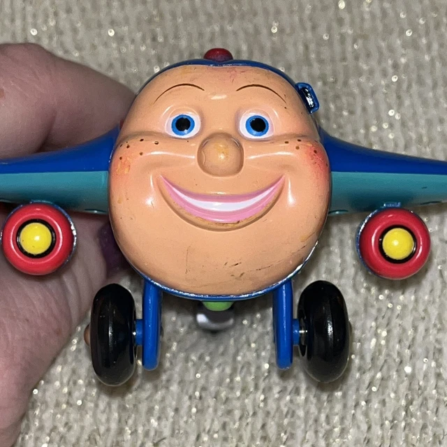 JAY JAY THE Jet Plane 2002 Blue Passanger plane wheels move 3.5in Toy ...