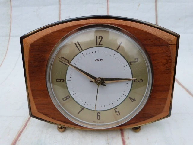 VINTAGE METAMEC MANTEL Clock Battery Metal Wood £9.99 - PicClick UK