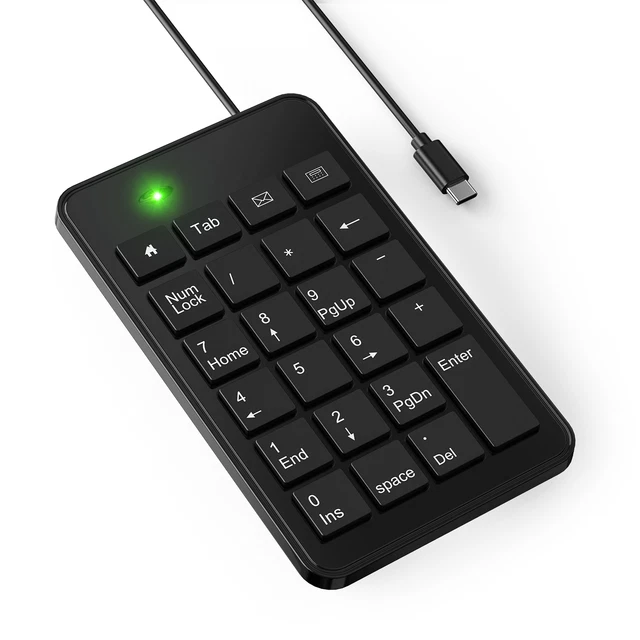 WIRED USB-C NUMBER Pad Numeric Keypad for Laptop, 23 Keys Numpad ...