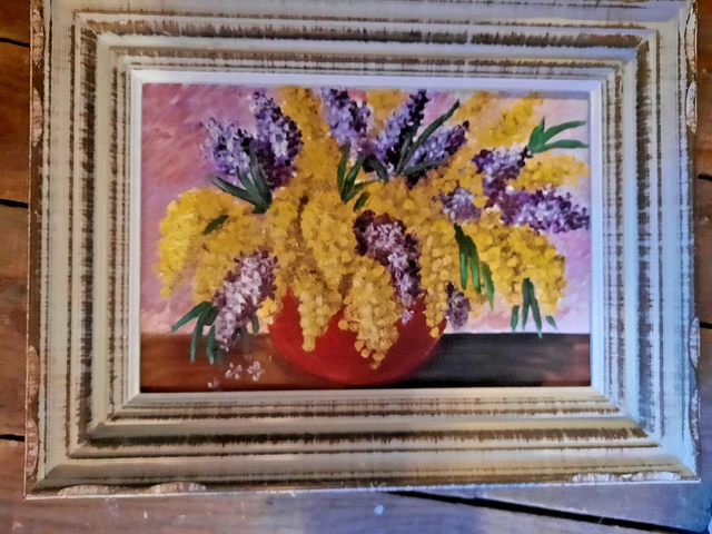 TABLEAU ANCIEN HUILE nature morte, bouquet de fleurs EUR 25,00 - PicClick FR