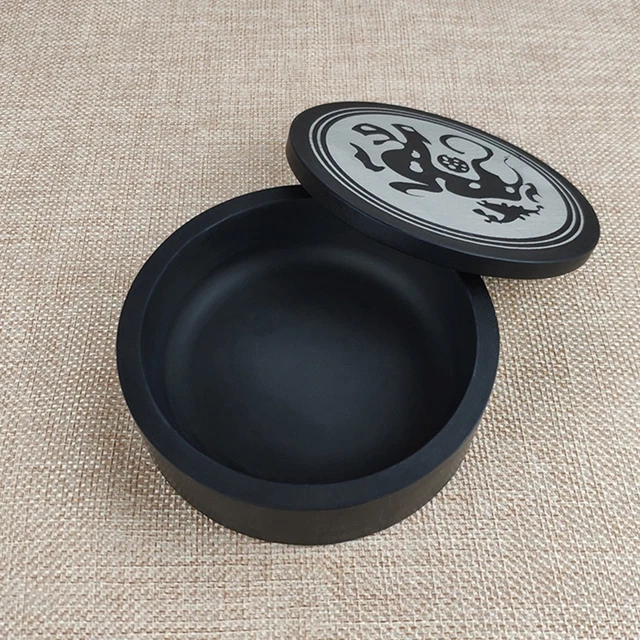 1PC ROUND INKSTONE with Lid Chinese Calligraphy Ink Stone Sumi Painting ...