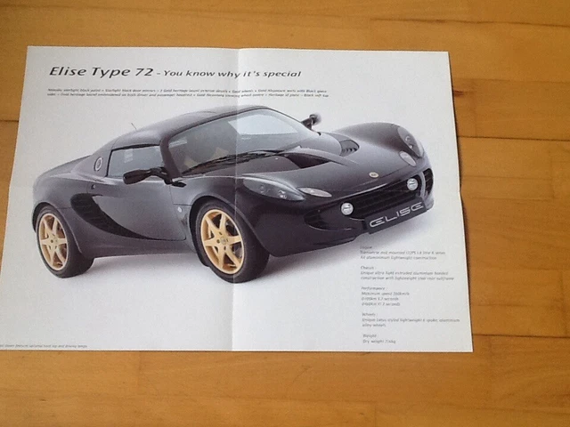 LOTUS RANGE BROCHURE,LOTUS sales leaflet,Esprit V8 Elise S2 Elise Type ...