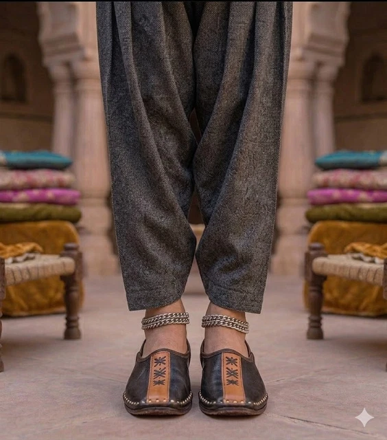 CASUAL MOJARIES HANDMADE Indian Jutties Flat Brown Men Shoes Leather US ...