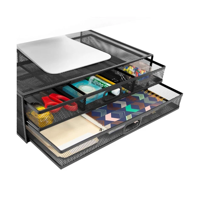 MOUNT-IT! MESH COMPUTER Monitor Stand Riser [Metal] Desk Organizer with ...