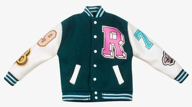 MATTEL BARBIE SIGNATURE Roots Varsity Jacket Beaver Logo Curvy Doll ...