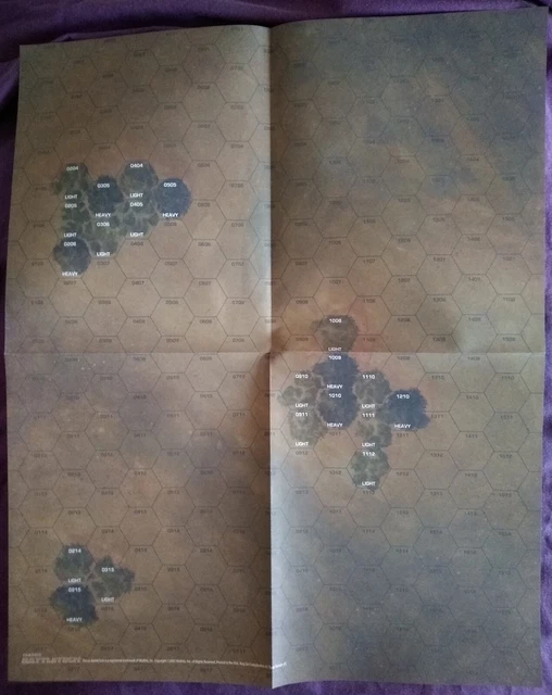 BATTLETECH PAPER MAP Open Terrain #1 from Map Set Compilation #2 2005 £ ...