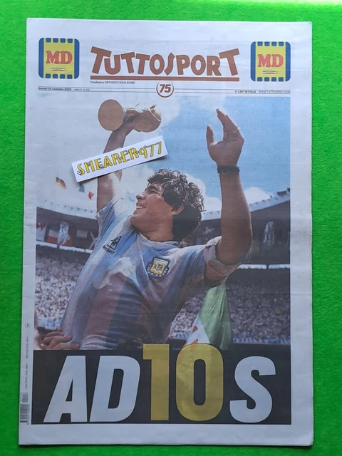 DIEGO ARMANDO MARADONA Italian Magazine Tuttosport 26//11/2020 Ad10S ...