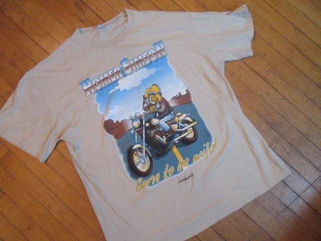 THE SIMPSONS RARE bootleg Homer Simson Biker Motorcycle Bart Shirt XL ...