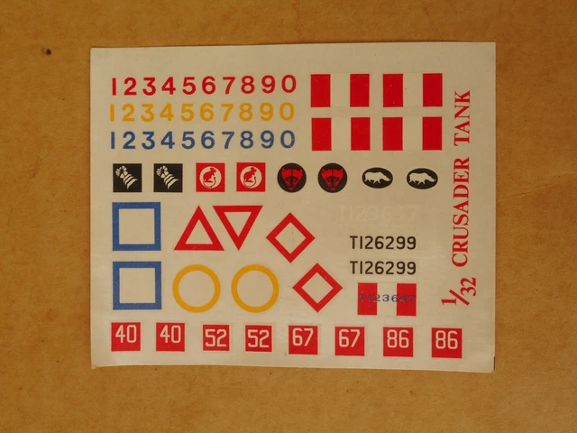 AIRFIX DECALS Crusader Tank 1/32 scale Decals Vintage 1980s / No model ...