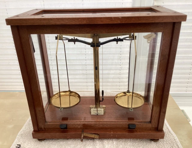 PHILIP HARRIS BIRMINGHAM. Vintage Laboratory Scales. Scientific. Glazed ...