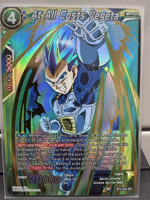 DRAGON BALL SUPER - At All Costs Vegeta BT4-030 SR Foil NM/M Card $0.99 - PicClick AU