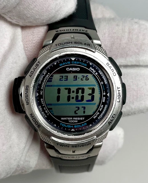 OROLOGIO DIGITALE UOMO Vintage Casio Pathfinder PAW-500 Mod3143 Solare ...