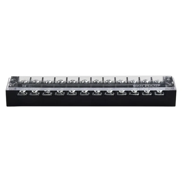 600V 25A 12-POSITION Barrier Strip Terminal Block Dual Row Connector TB ...