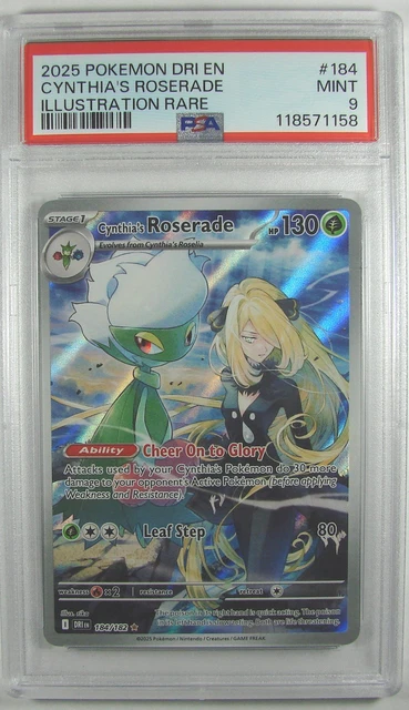 POKÉMON 2025 DESTINED Rivals CYNTHIA'S ROSERADE 184/182 PSA 9 MINT Illustration £35.76 - PicClick UK