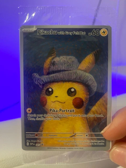 PIKACHU WITH GREY Felt Hat Promo Card Pokemon x Van Gogh Museum EUR 21 ...