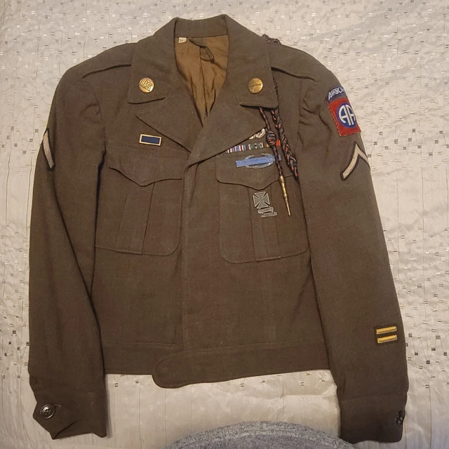 WWII IKE JACKET- 82nd AIRBORNE CIB- Original Uniform ETO Vet-SEE PICS ...