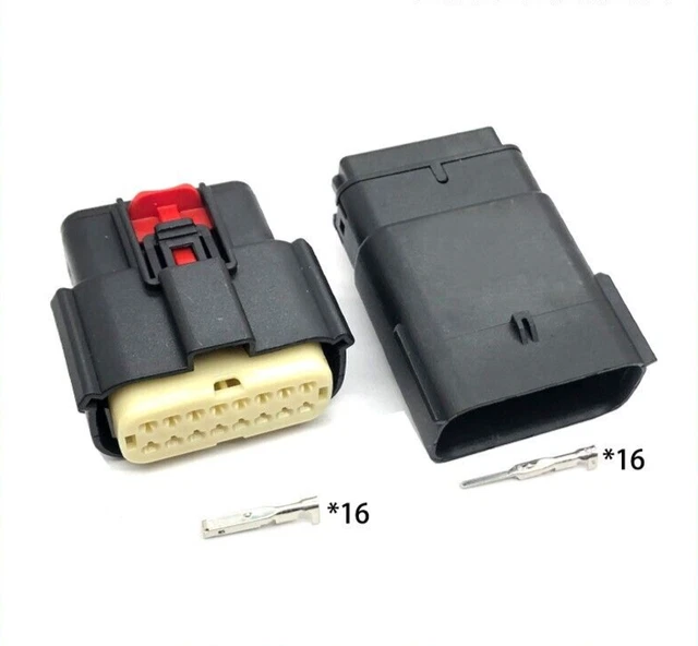 FITS MOLEX 16 Pin Wire Connector, Harley BLACK Waterproof, Sealed Kit ...