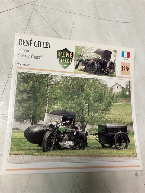 RENÉ GILLET 750 Beiwagen Vanod 1938 Stecker Karte Motorrad Aus Sammlung ...