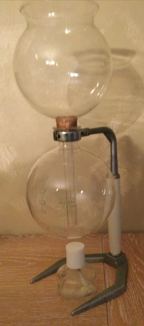 VINTAGE GRANDE CAFETIÈRE à Dépression HELLEM 12 Tasses bruleur et cône ...