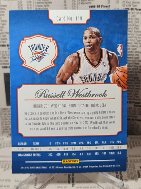 2012-13 ELITE BASKETBALL Russell Westbrook Oklahoma City Thunder Card ...