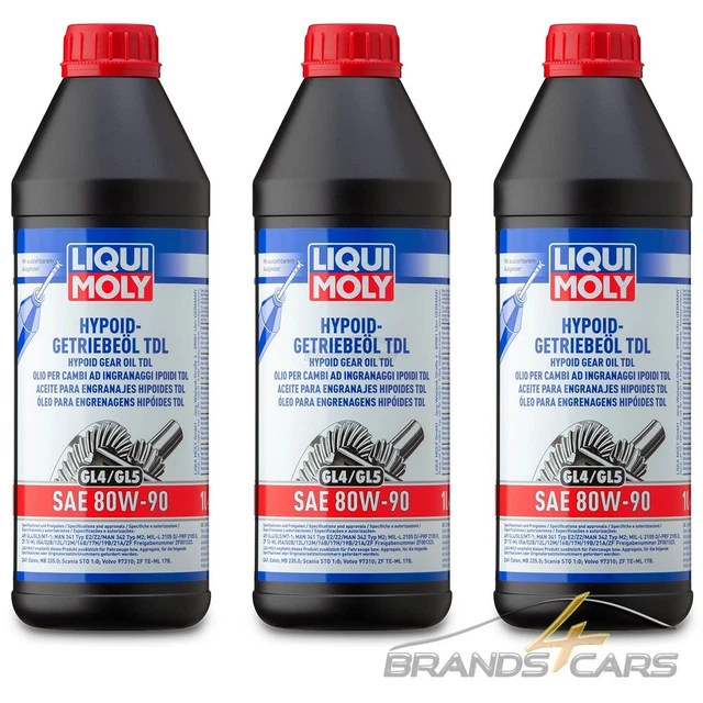 3X 1 L LITER LIQUI MOLY HYPOID-GETRIEBEÖL (GL4/5) TDL SAE 80W-90 ...